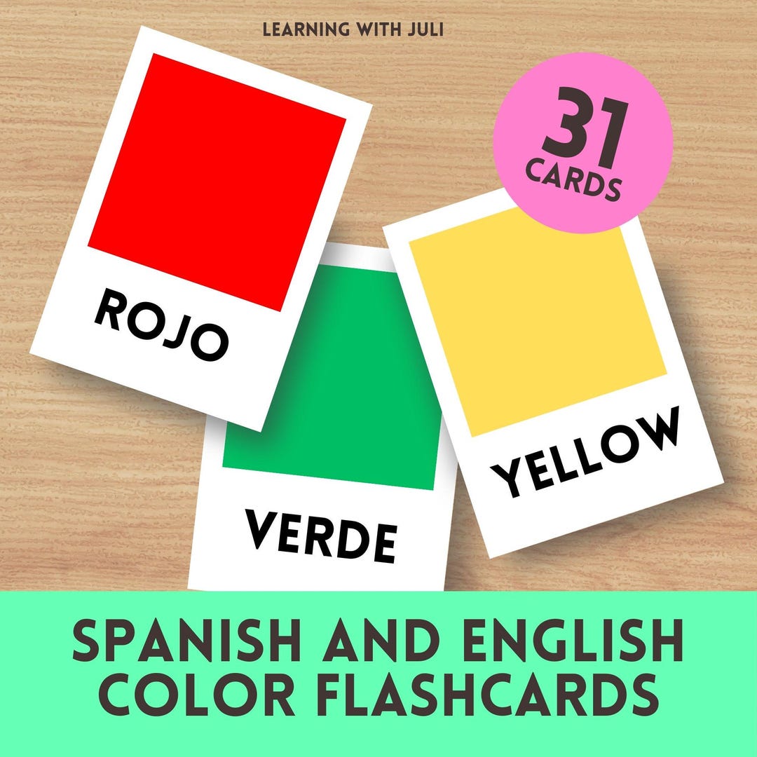 Bilingual Color Flashcards: English & Spanish Learning (digital ...