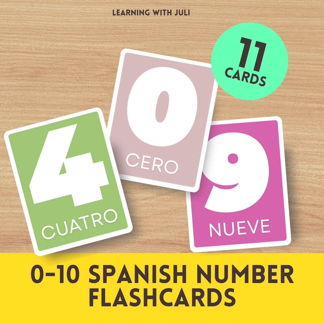Spanish Number Flashcards 0-10: Bilingual Counting Cards (digital ...