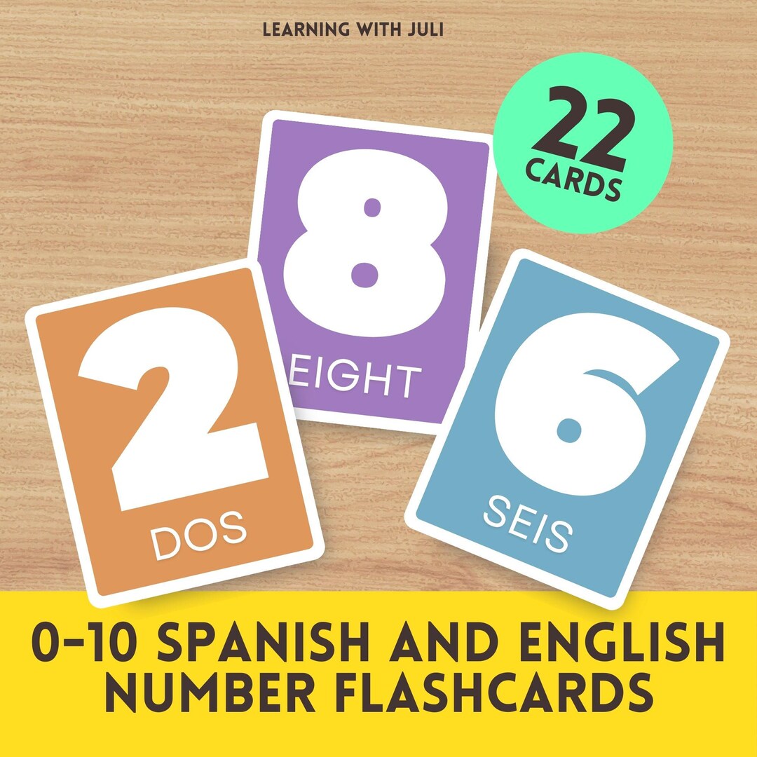 Bilingual Number Flashcards: Spanish & English Counting Cards (digital ...