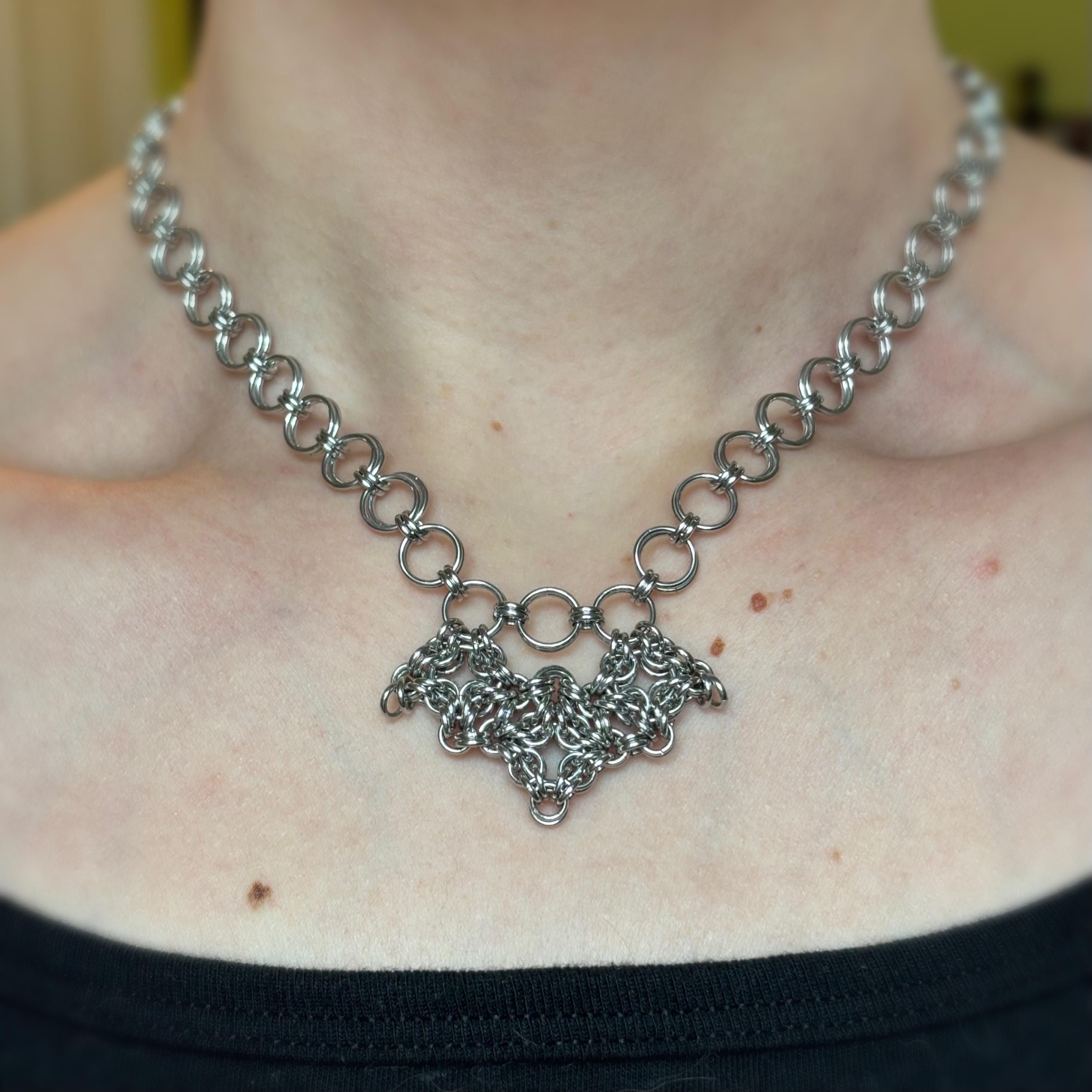 Bat Pendant Chainmaille Necklace - Handmade Chainmail Jewelry - Bright ...