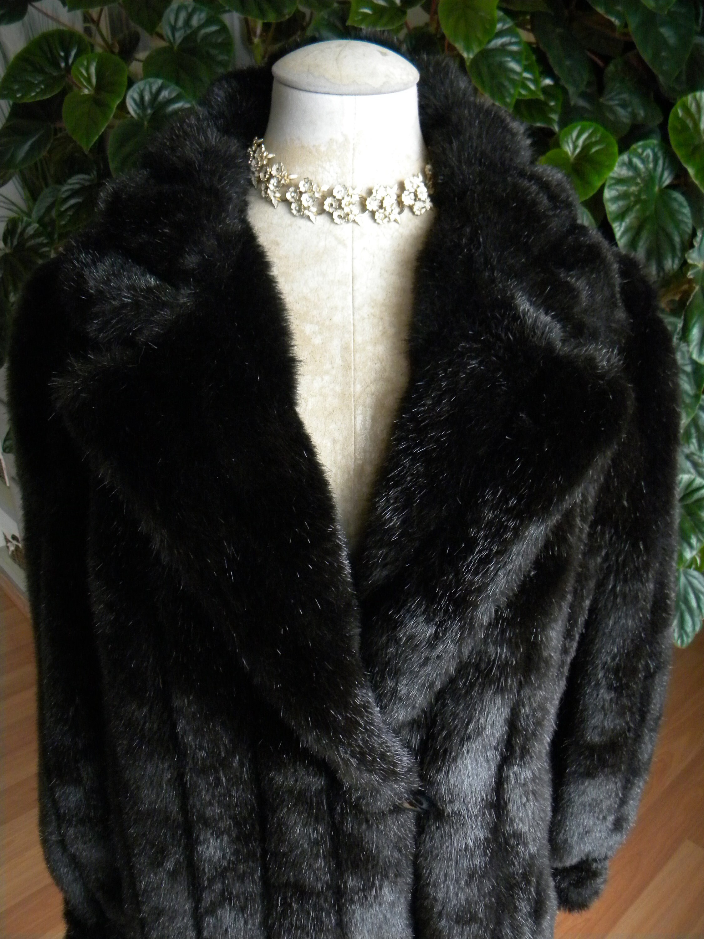 Pretty Black Faux Mink Fur Coat / Jacket / Fake Fur / Vintage | Etsy