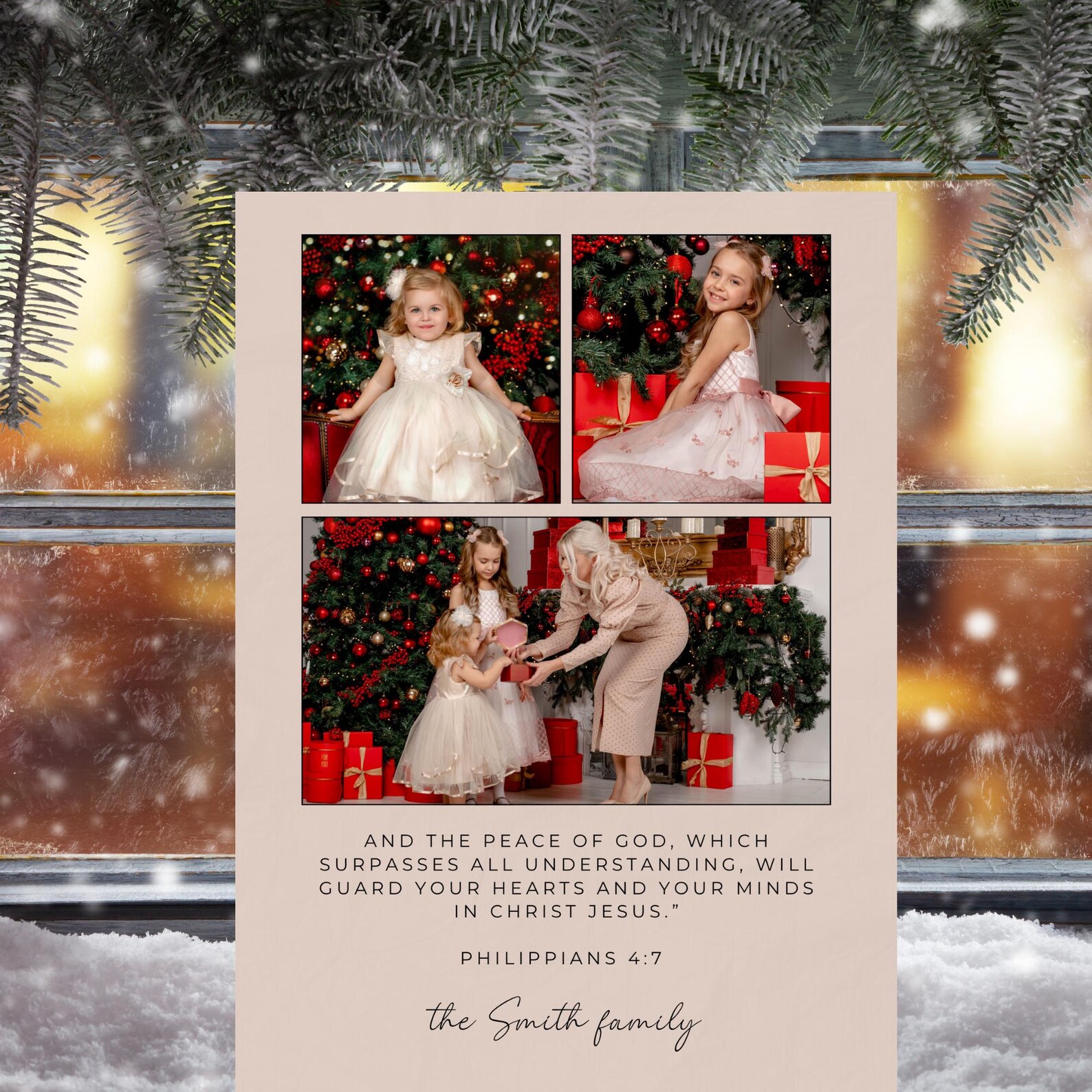 Editable Tan and Gold Merry Christmas Photo Card Template (5x7) - Etsy