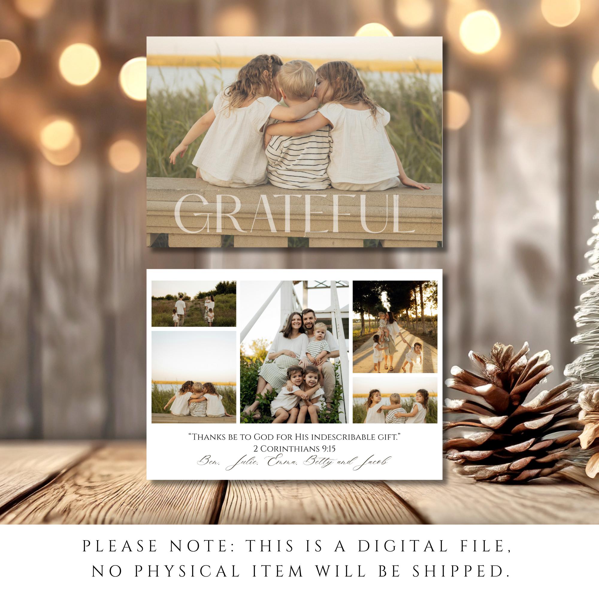 Editable Grateful Multi Photo Card Template, 5X7 - Etsy