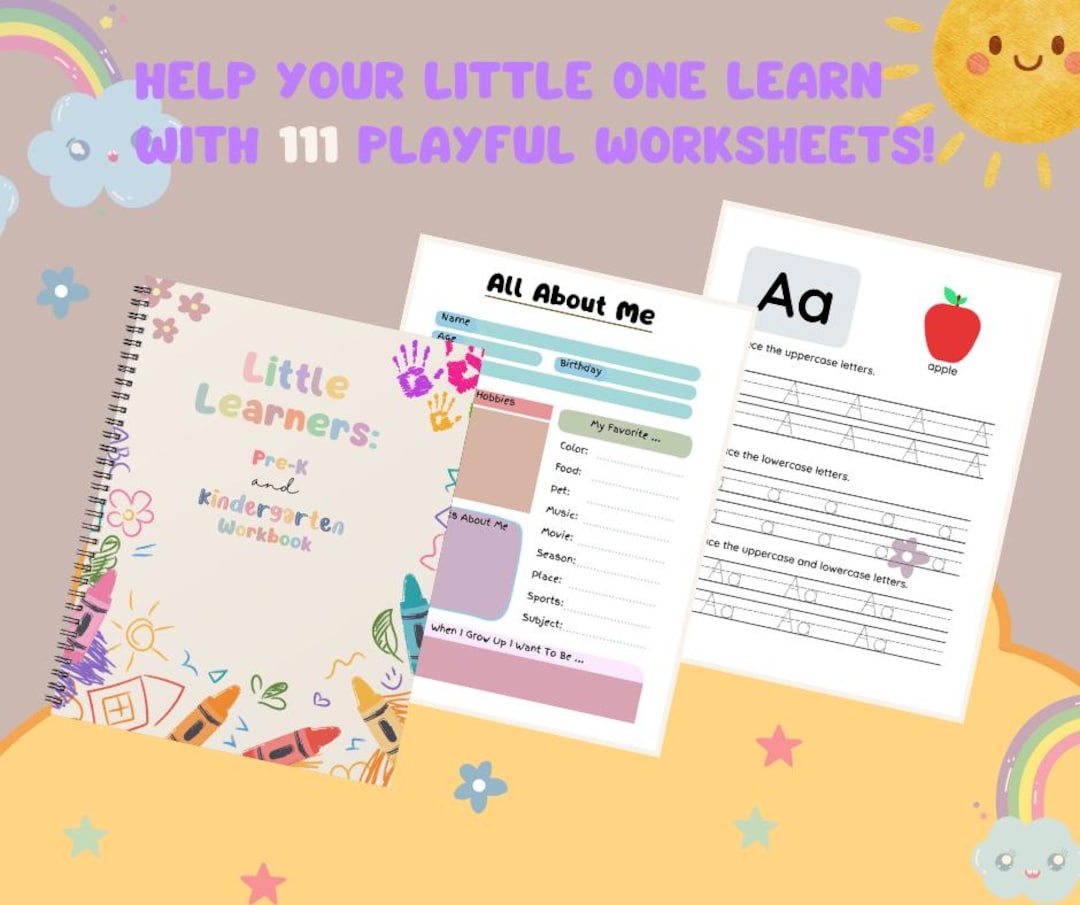 Pre-k & Kindergarten Workbook | 111 Printable Learning Activities (PDF ...