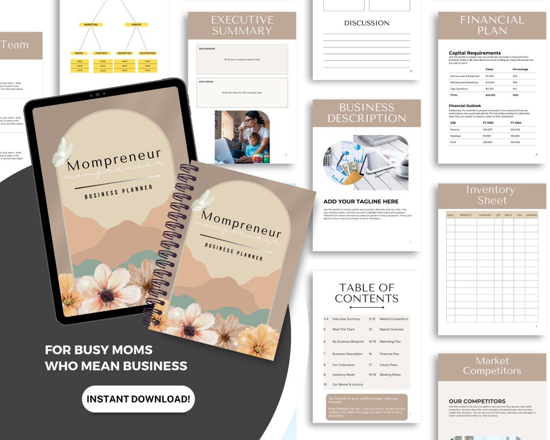 Busy Mom Business Planner Printable | Mompreneur Organizer | Business ...