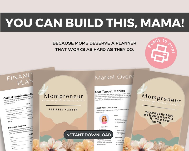 Busy Mom Business Planner Printable | Mompreneur Organizer | Business ...