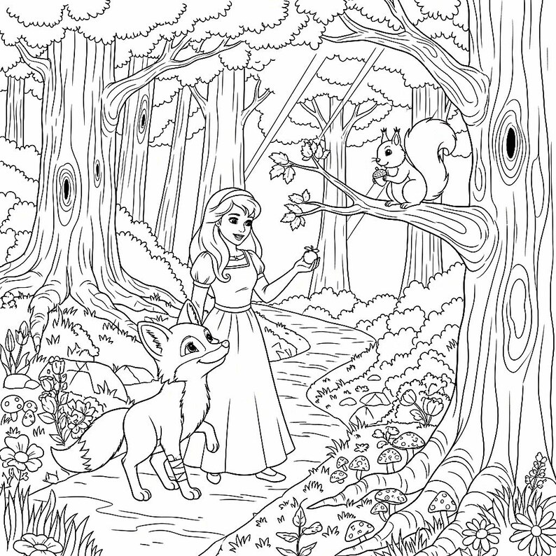 Princess Annabelle Coloring Book: Magical Fox Fairytale (digital ...