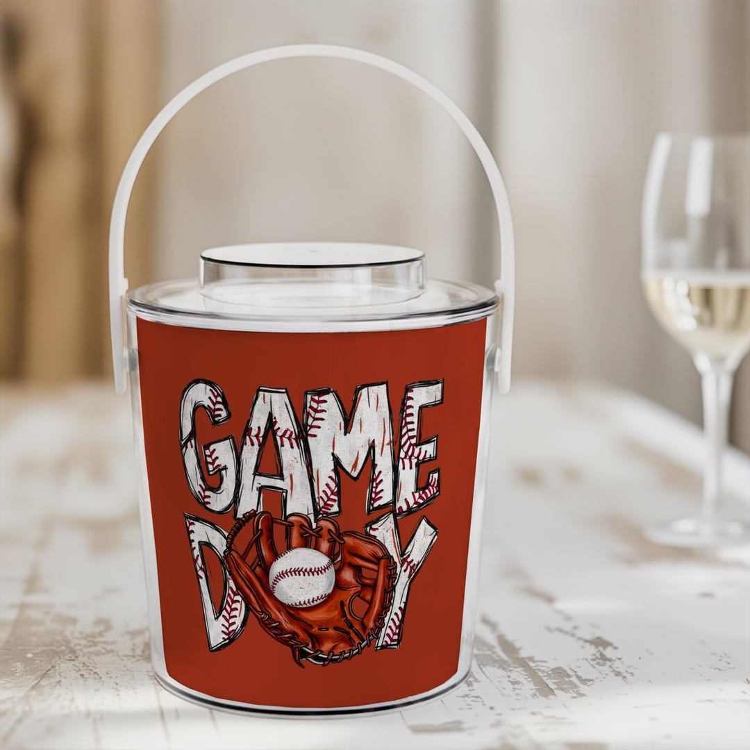 Game Day Acrylic Ice Bucket With Tongs, Baseball Lover Birthday Gift ...