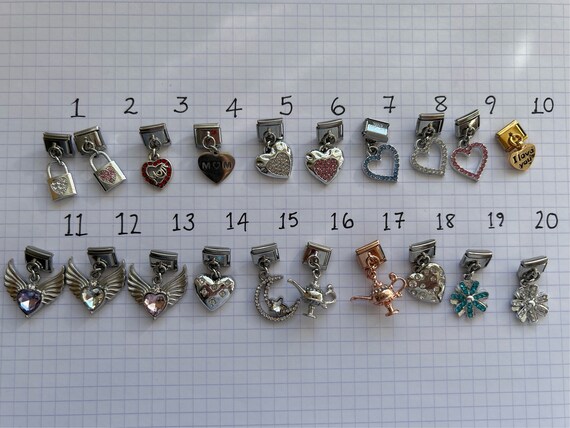 Italian Style Nomination Brand Bracelet Compatible Charm Link Dangling Drop Love Heart Moon Star Angel Wing Snowflake Crystal Diamante Etsy
