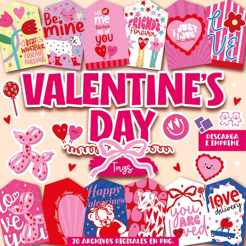 Valentines Tags / Tarjetas San Valentin - Etsy México