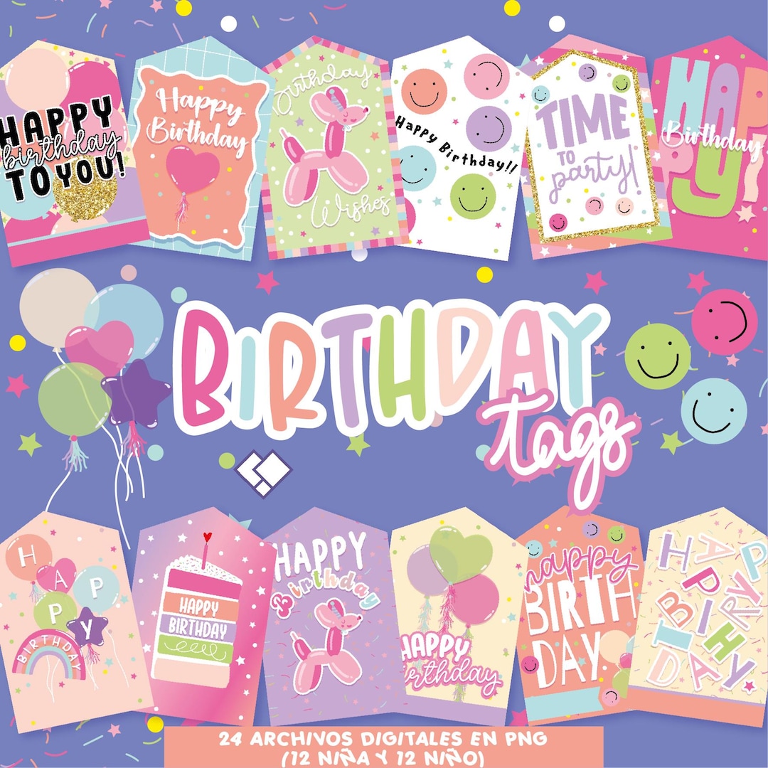 Birthday Tags / Tarjetas Cumpleaños - Etsy México
