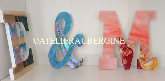 Monogram, Letter M 4, Typography With Stained Glass Mosaic, Custom ...