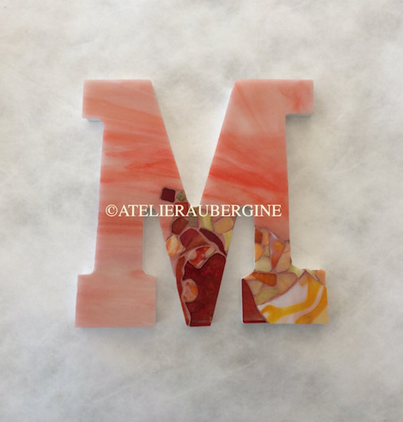 Monogram, Letter M 4, Typography With Stained Glass Mosaic, Custom ...