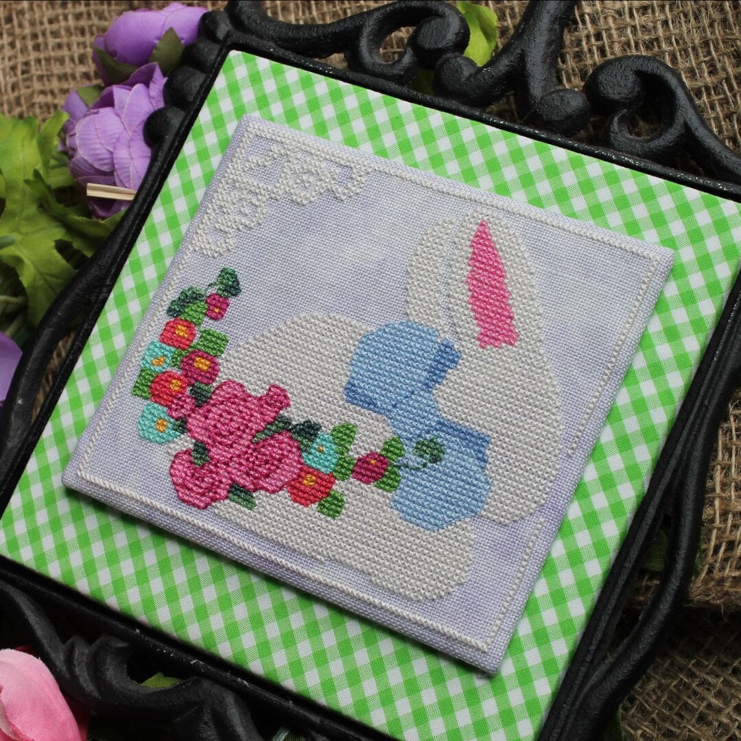 LUHU STITCHES Blue Bow Bunny Counted Cross Stitch Patterns at ...