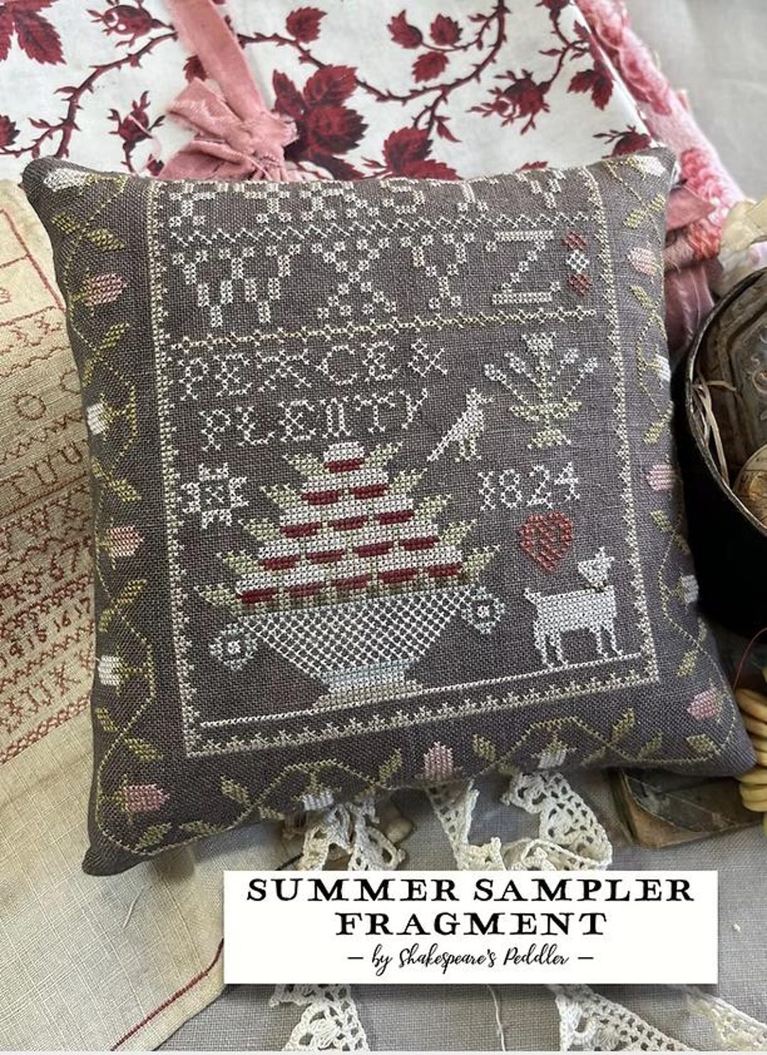 New! SHAKESPEARE'S PEDDLER Summer Sampler Fragment Counted Cross Stitch ...