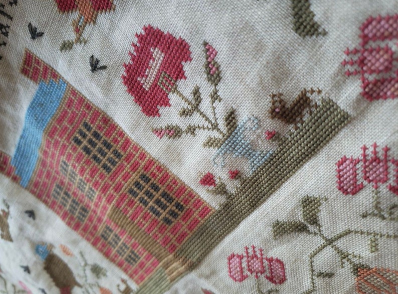 WITH THY NEEDLE Elizabeth Hunt 1845 Sampler Counted Cross Stitch ...