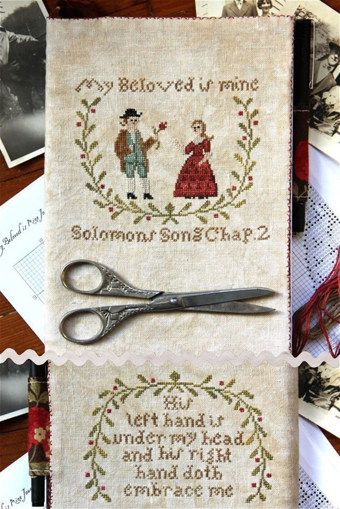 HEARTSTRING SAMPLERY My Beloved is Mine Journal Cover Counted Cross ...