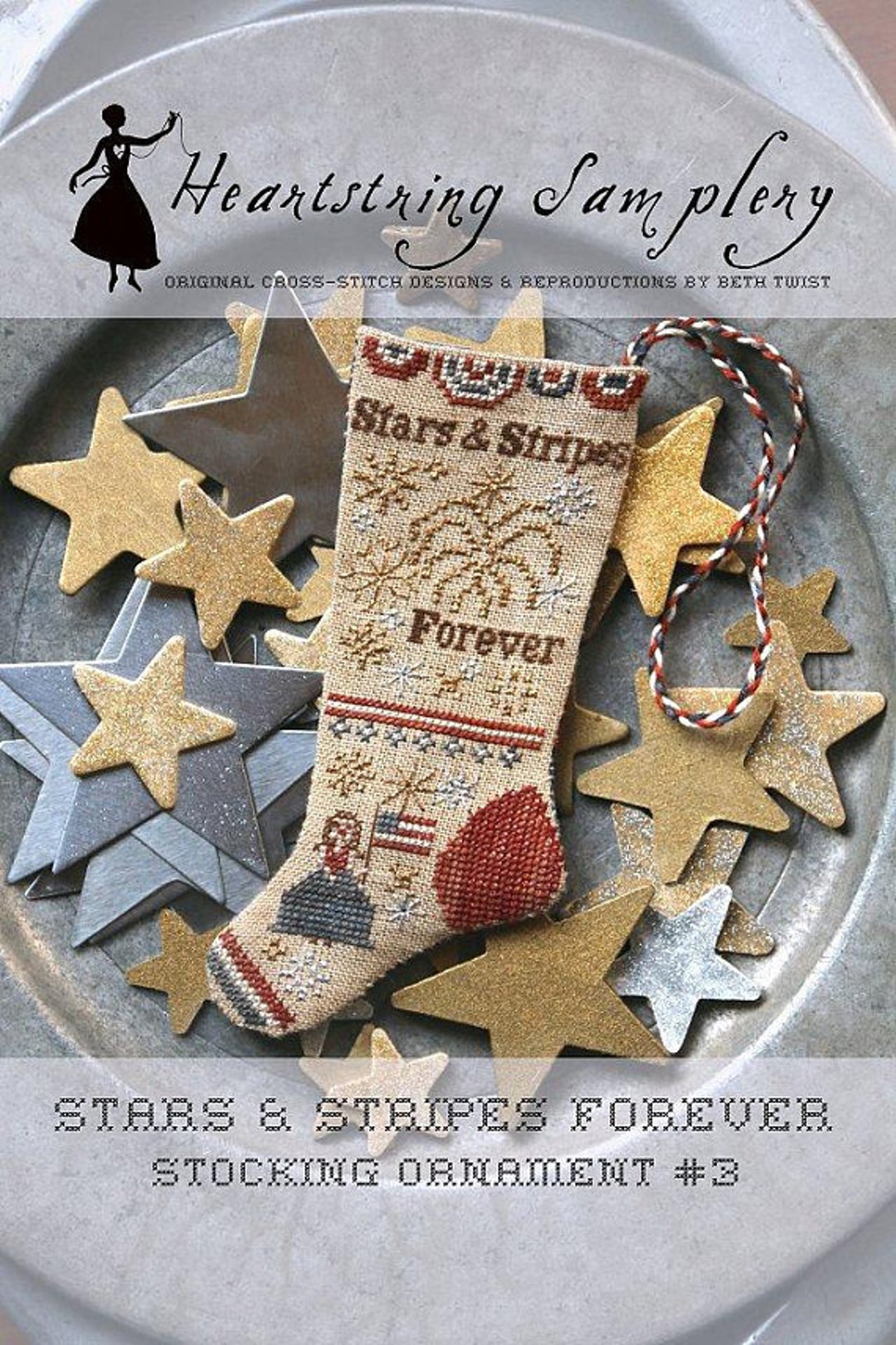 HEARTSTRING SAMPLERY Stars & Stripes Forever Stocking Ornament 3 ...