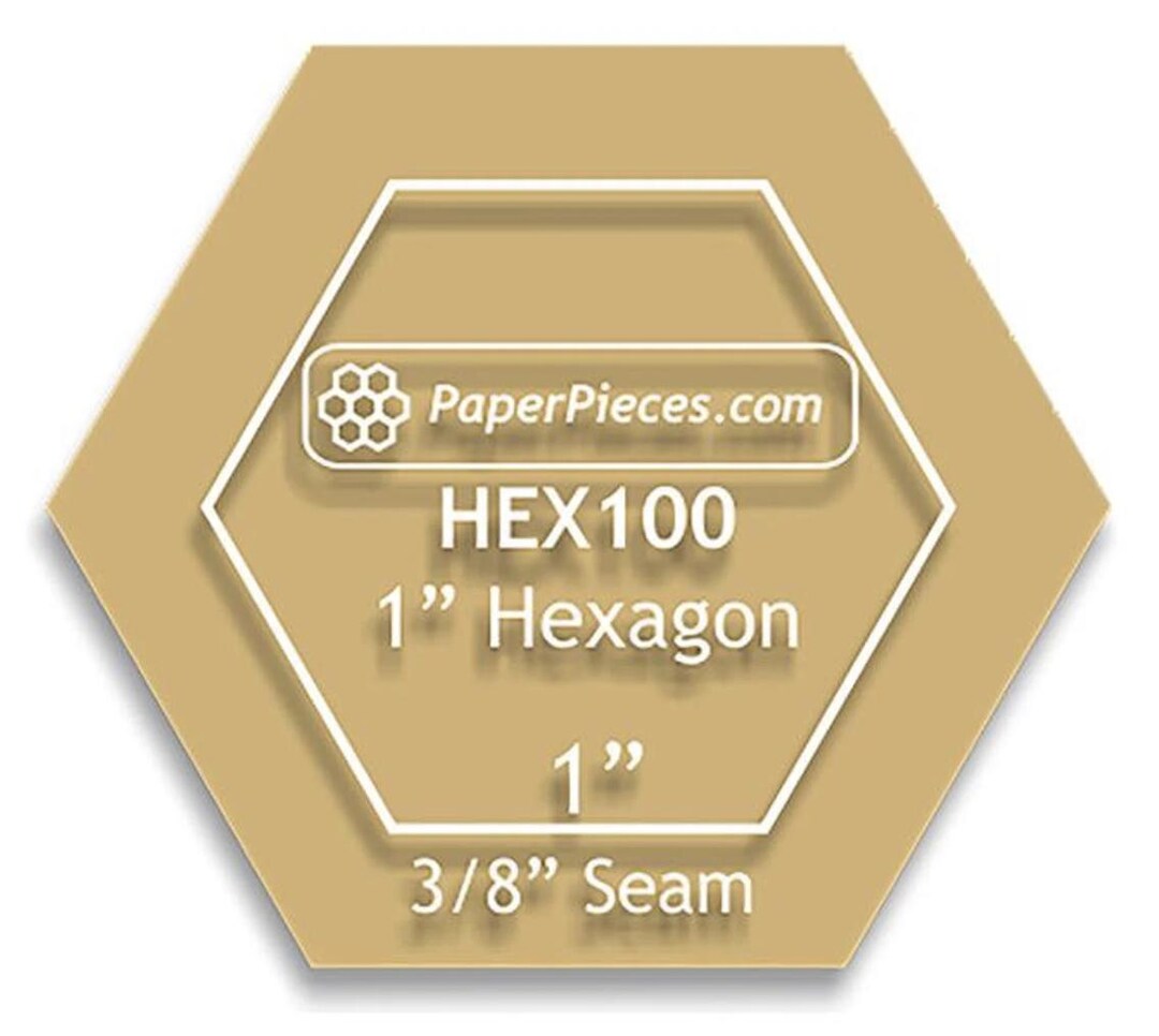 1" ACRYLIC HEXAGON TEMPLATE by Paper Pieces Fabric Cutting 3/8" Seam ...