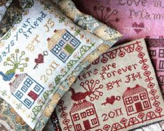 HEARTSTRING SAMPLERY Friendship Pin Pillow Counted Cross Stitch Pattern ...