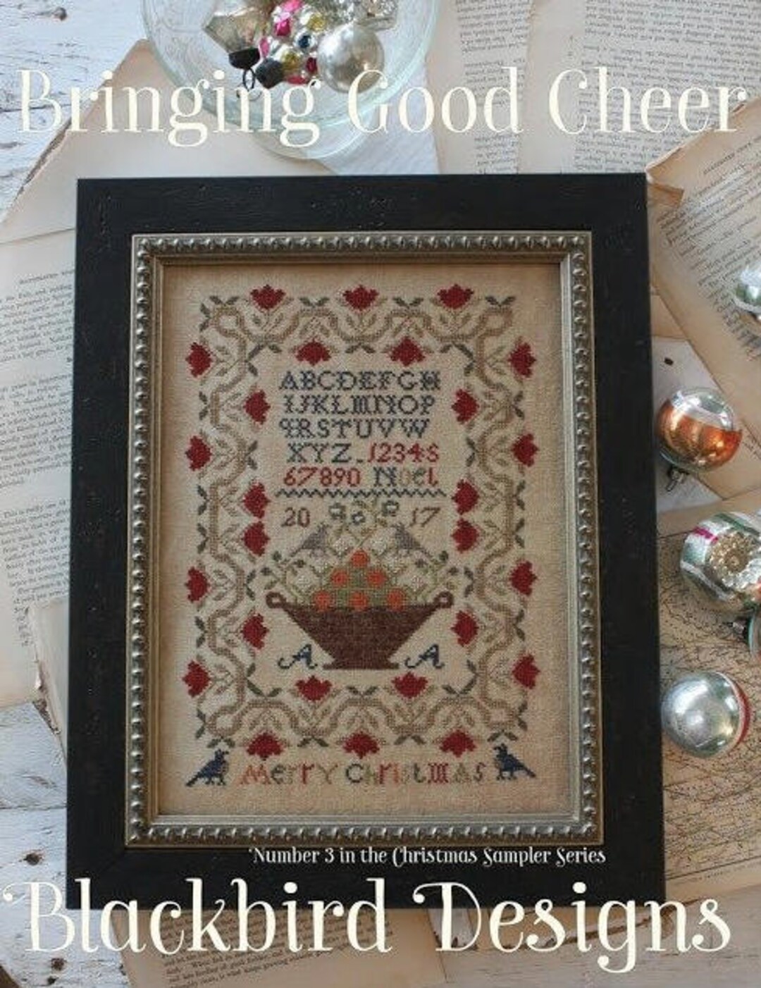 BLACKBIRD DESIGNS Bringing Good Cheer Christmas Sampler #3 Counted ...