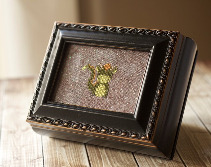 Black Rectangular Needlework Box Cross Stitch Jewelry Box Counted Cross ...