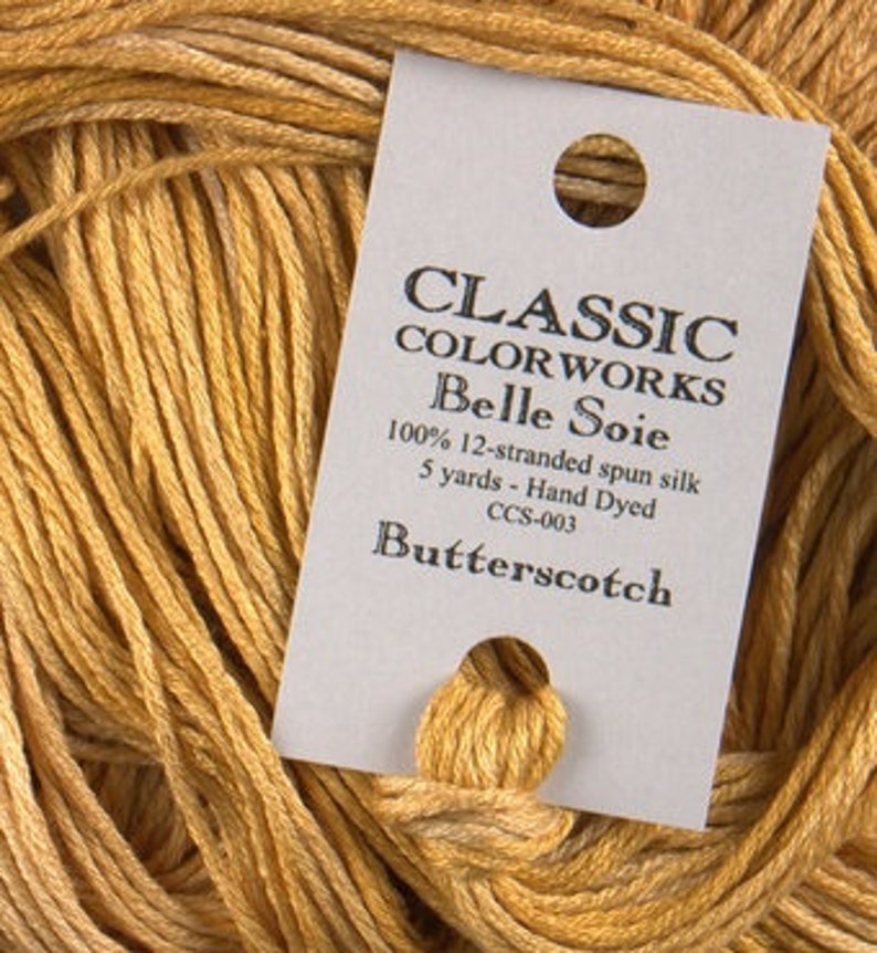 BUTTERSCOTCH Belle Soie 12-ply Spun Silk Hand-dyed Embroidery Floss ...