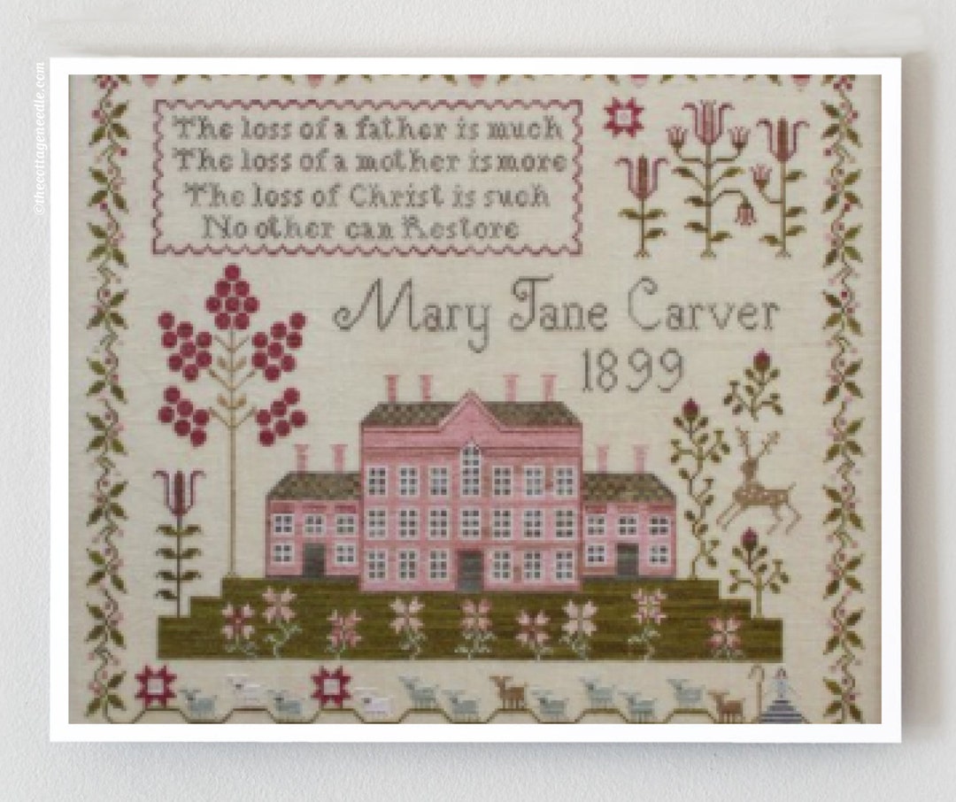 PLUM STREET SAMPLERS Pink House Sampler Counted Cross Stitch Patterns ...