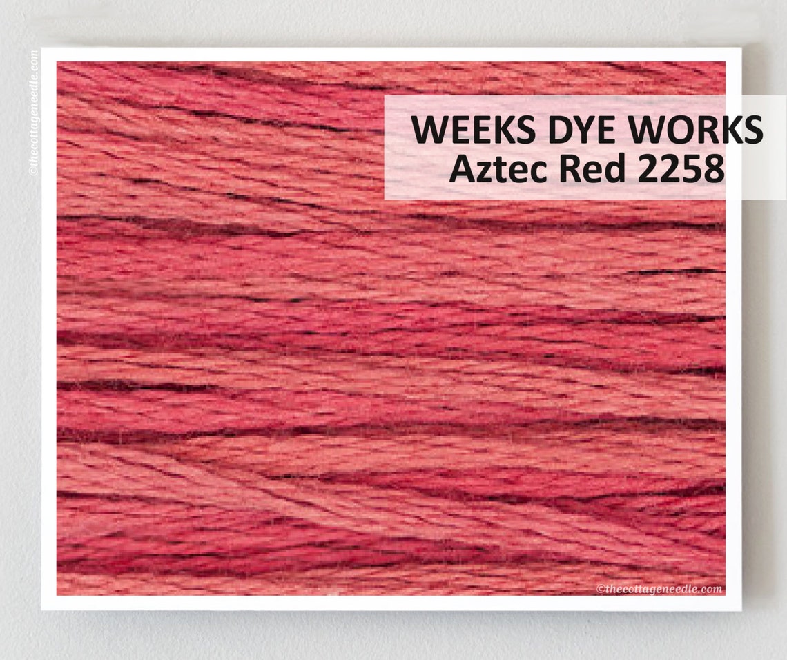 AZTEC RED 2258 Weeks Dye Works WDW Hand-dyed Embroidery Floss Cross ...