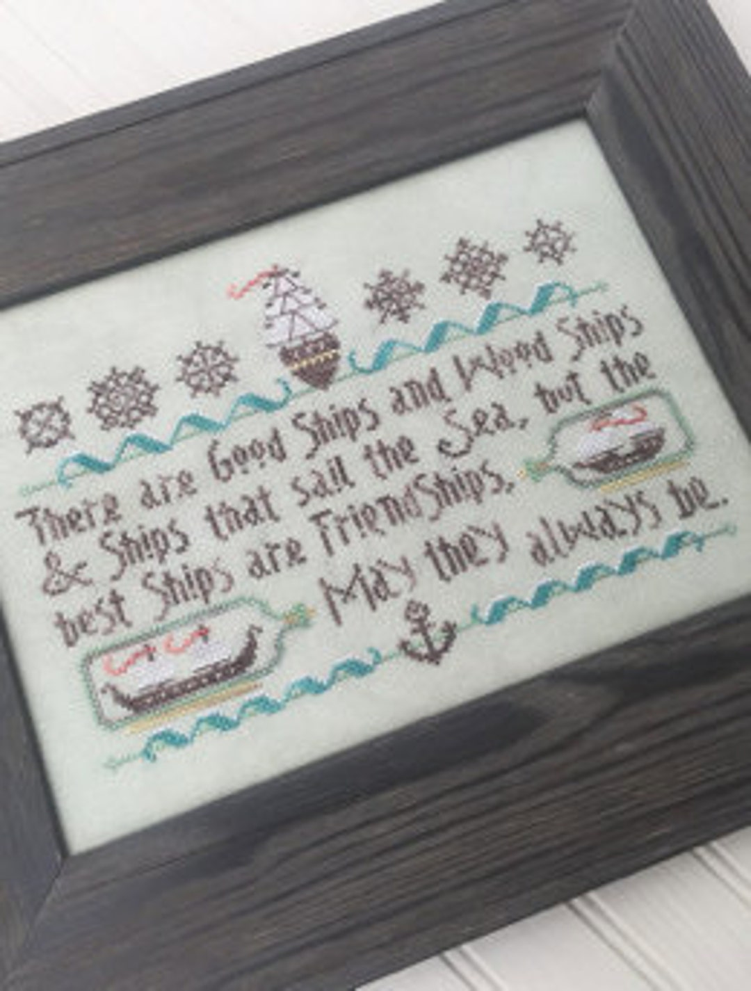 HANDS ON DESIGN Good Ship Sampler Irish Proverb Counted Cross Stitch ...