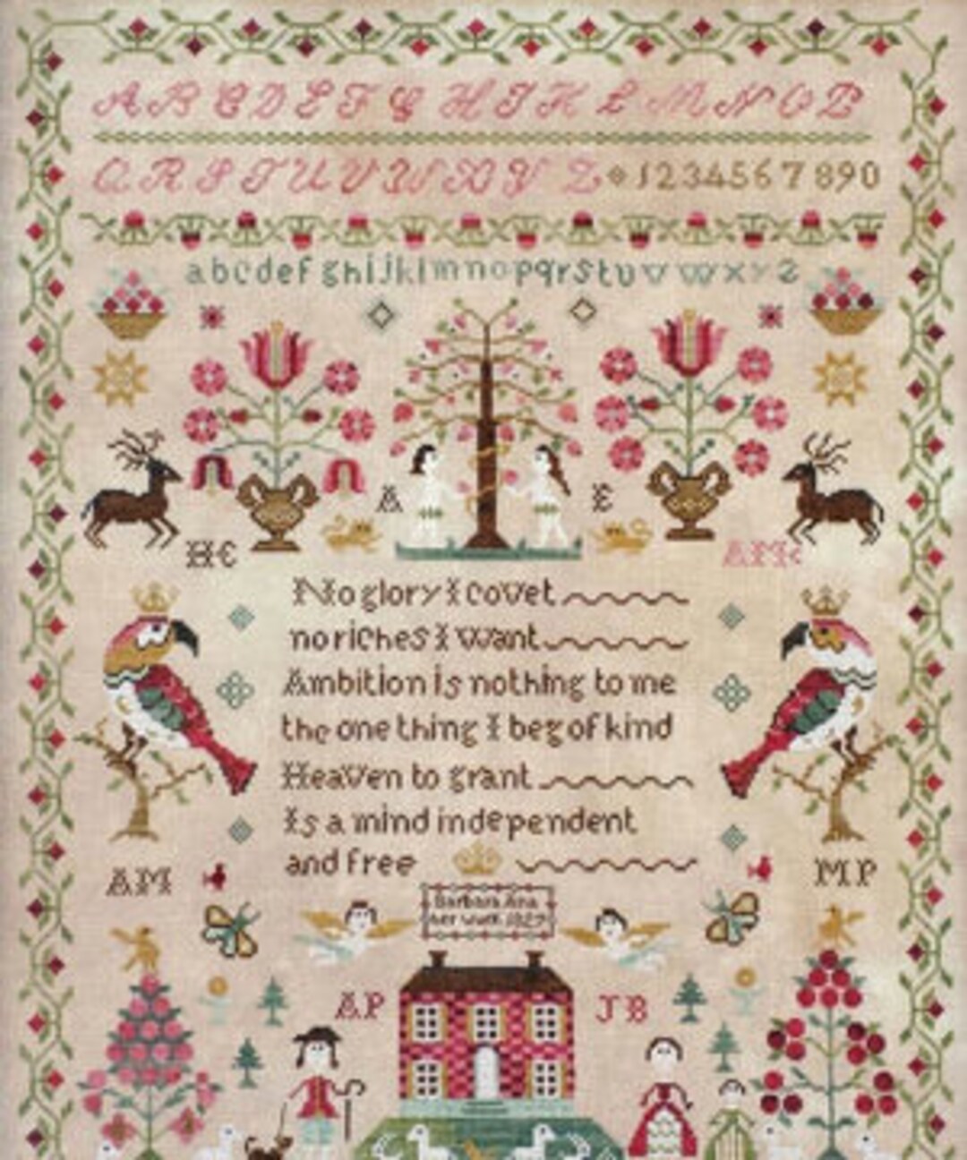 BARBARA ANA DESIGNS Snooty Parrots Sampler Counted Cross Stitch ...