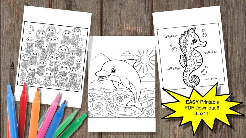 Underwater Wonders! Marine Life Coloring Pages Set - 10 Printable ...