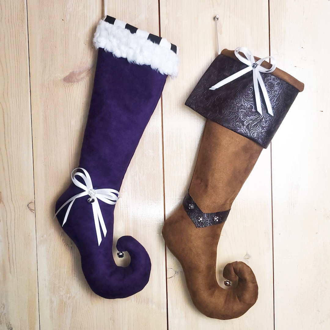 Handmade Brown Rustic Western Elf Boot Christmas Stocking With - Etsy