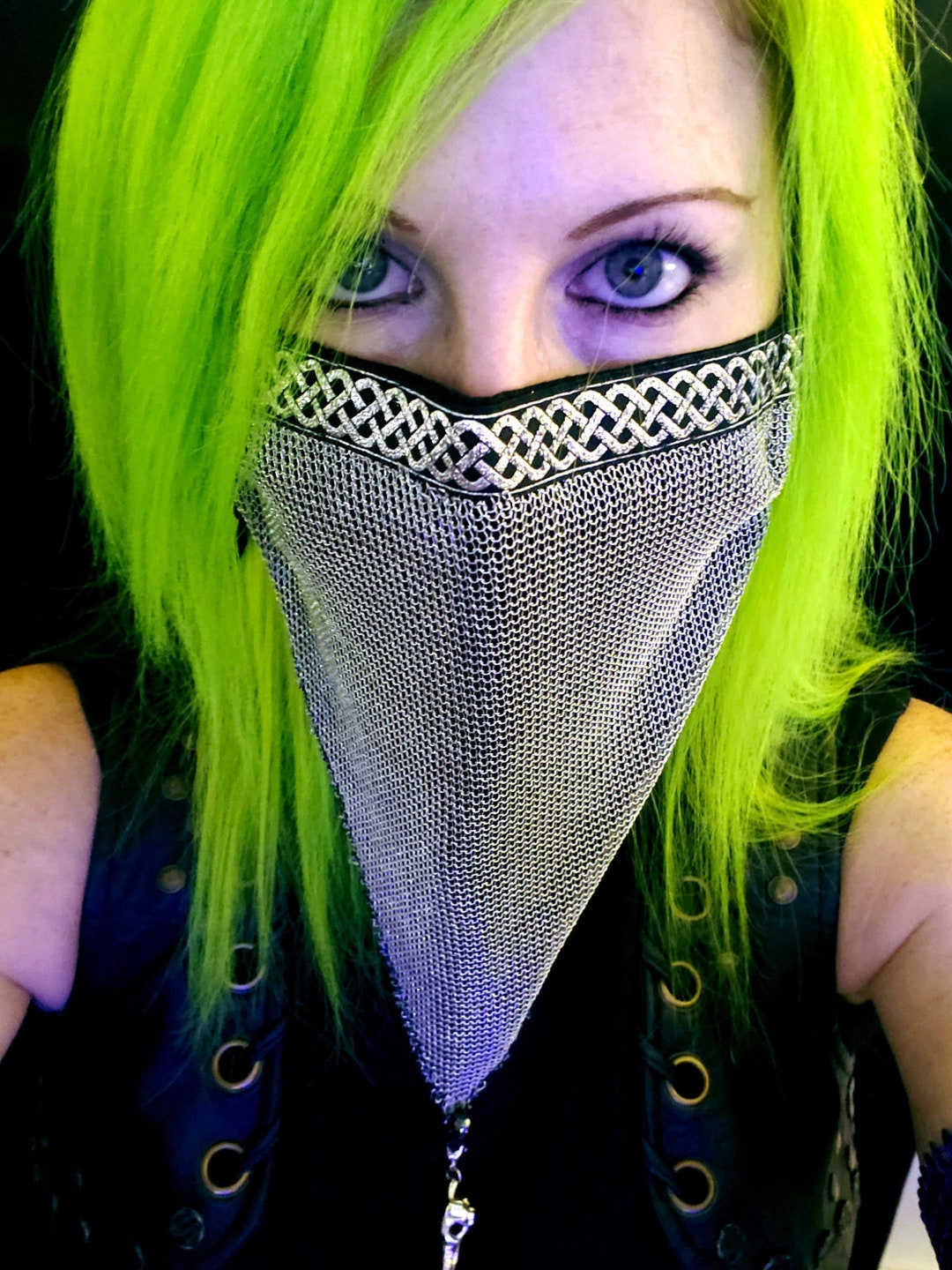 Chainmaille Mithril Fabric Face Mask for Renaissance Faires, Cosplay ...