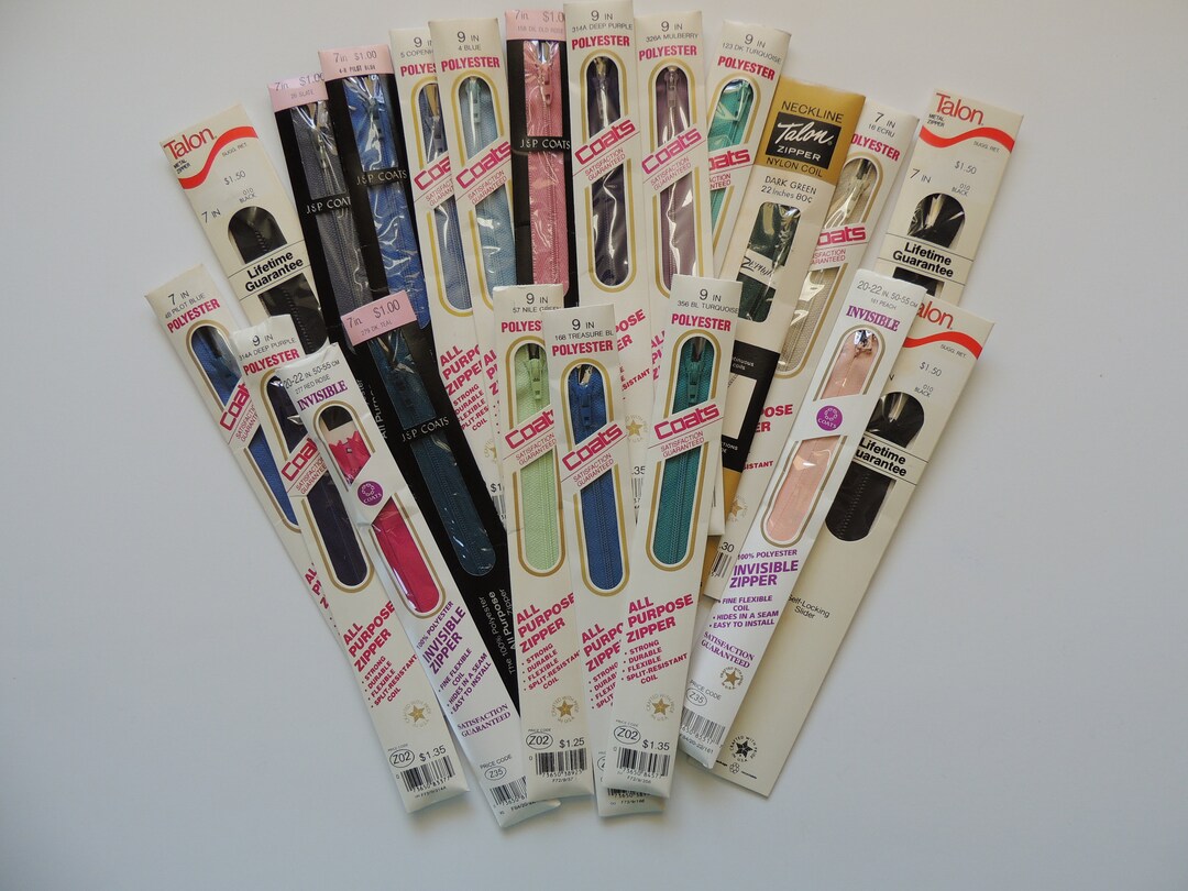 Lot of Zippers, 10-piece or 11-piece Zipper Lot, 7 Inch Zipper, 9 Inch ...