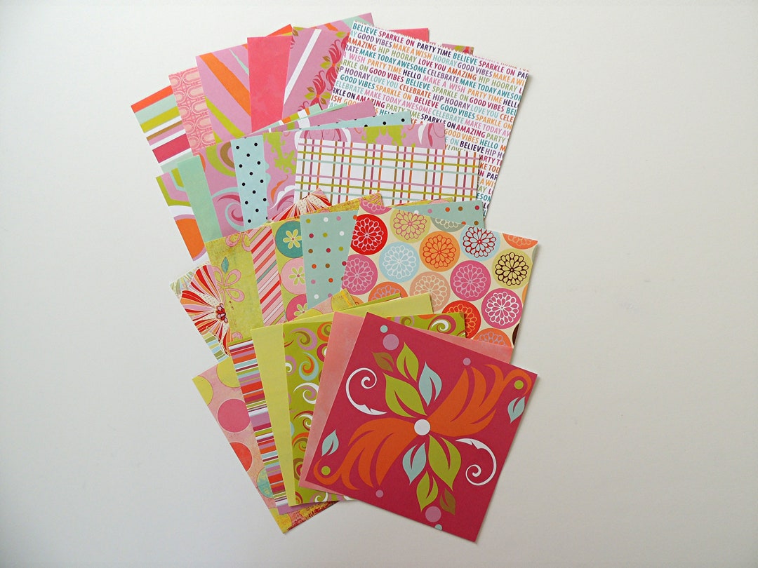 6x6 Paper Variety Pack, Bold Colored Stripes and Floral Print Scrapbook ...