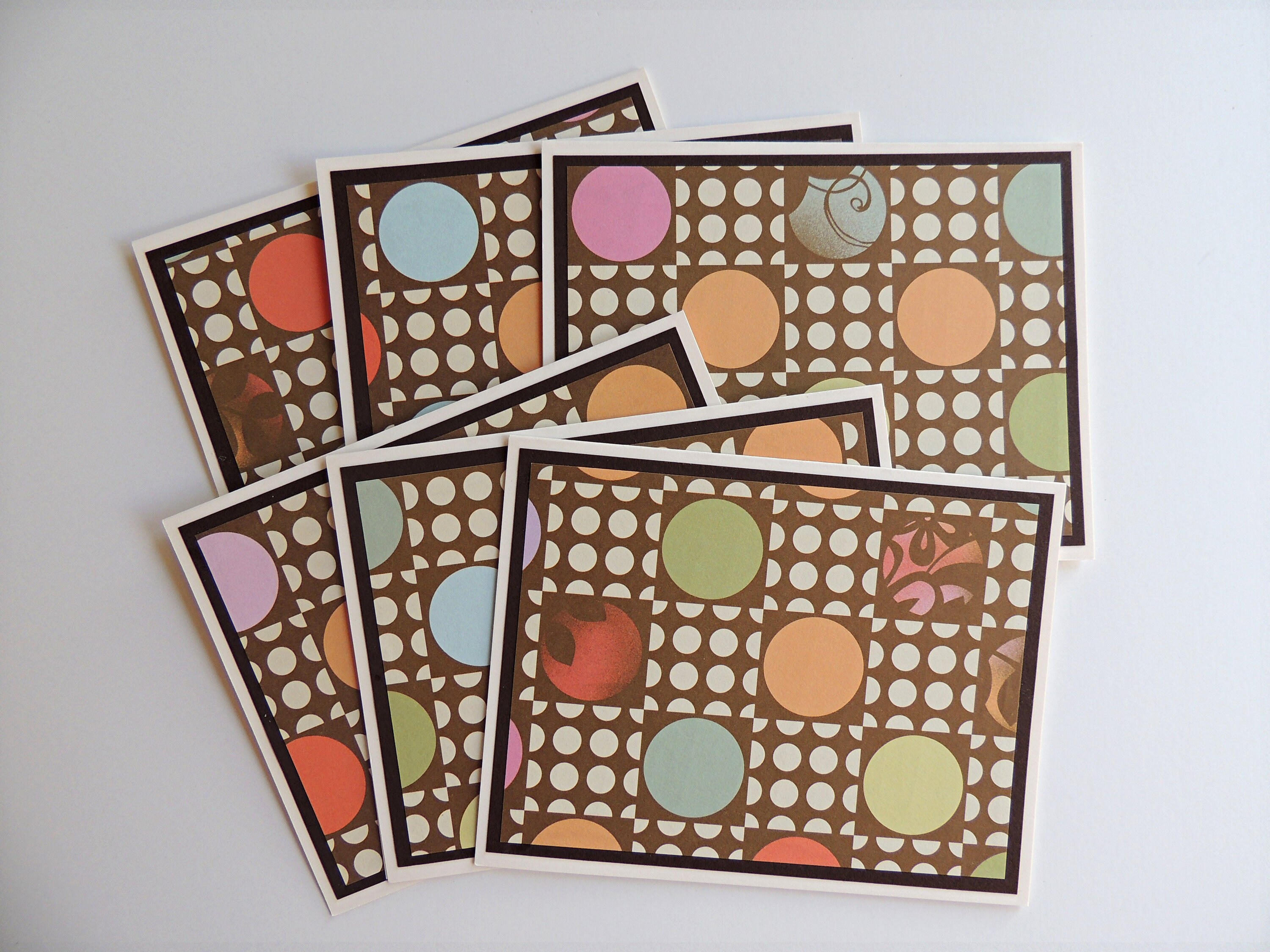 Modern Print Card Set, Squares and Dots Card, Geometric Print Note Card ...