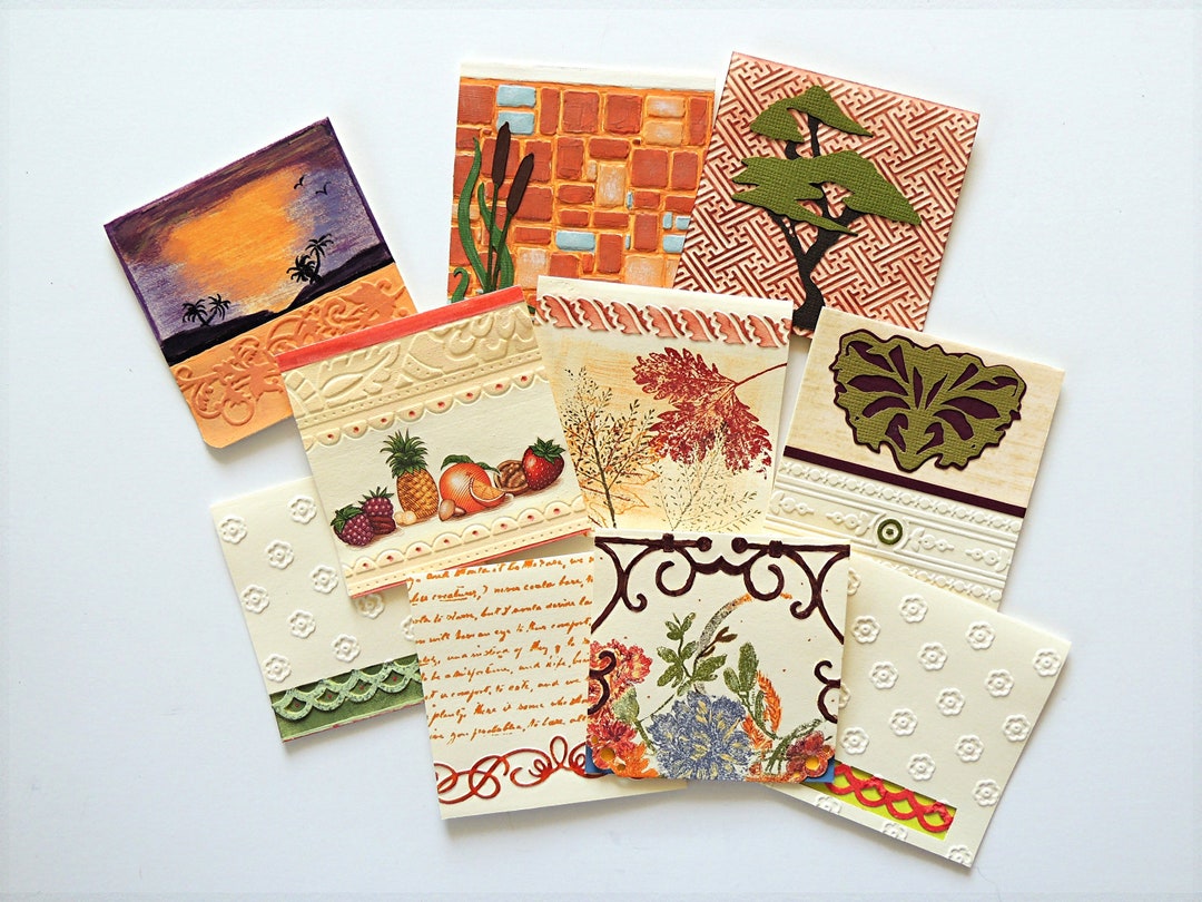 Note Card Set Embossed Hand Painted, Handmade Note Cards in Box, 3x3 ...