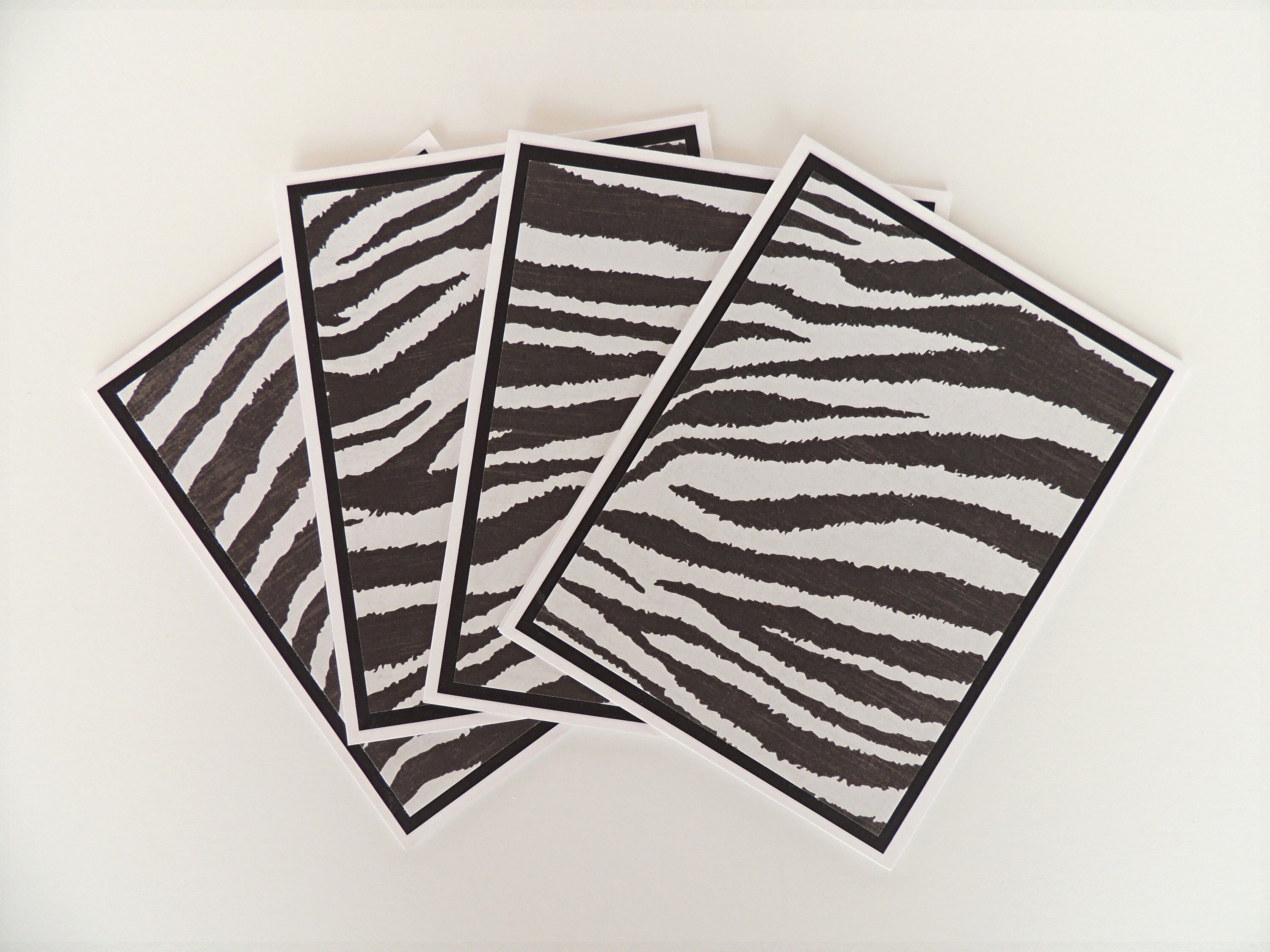 Zebra Print Note Card Set, Black-white Print Card, Set of Four Cards - Etsy