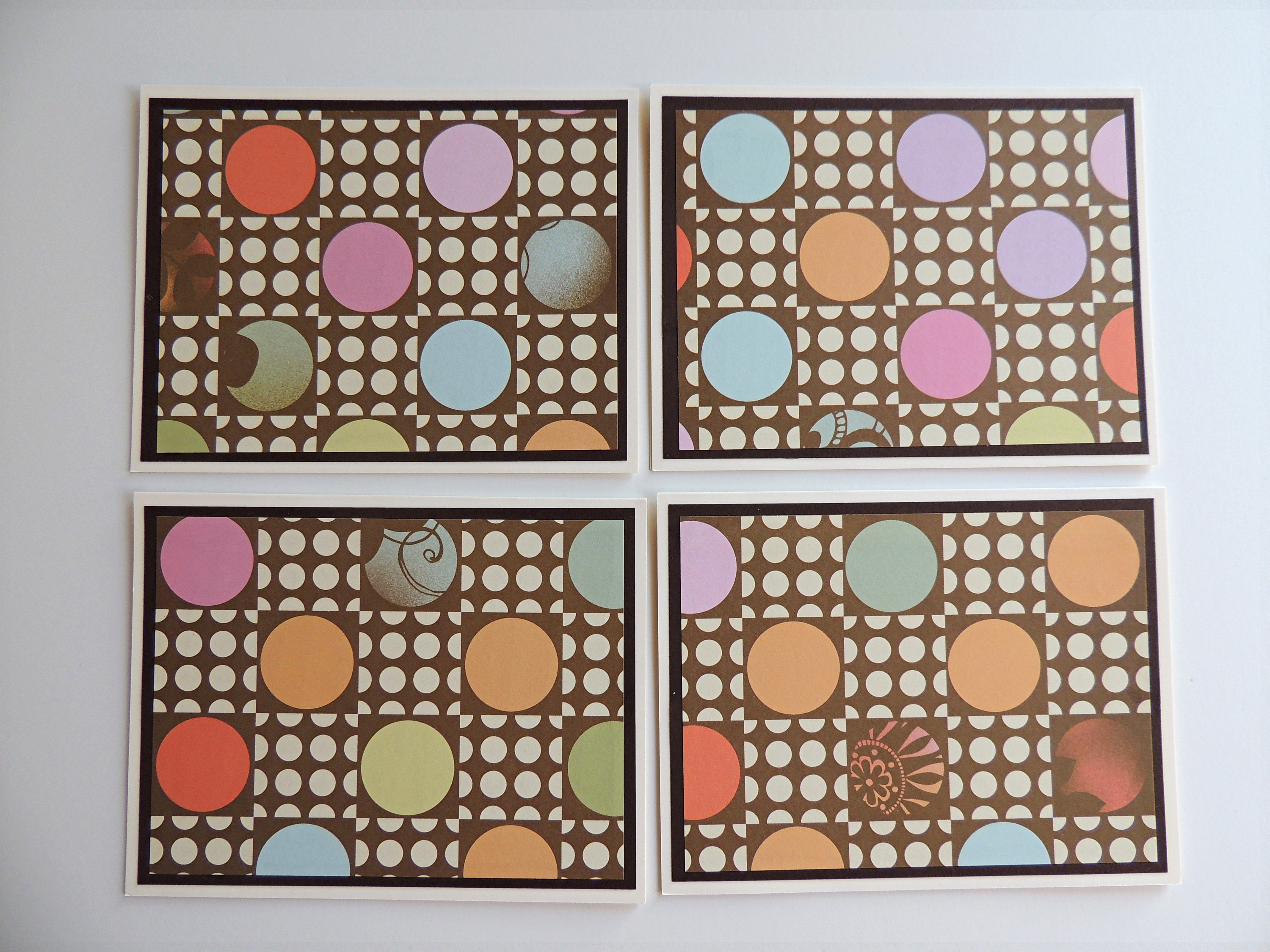Modern Print Card Set, Squares and Dots Card, Geometric Print Note Card ...