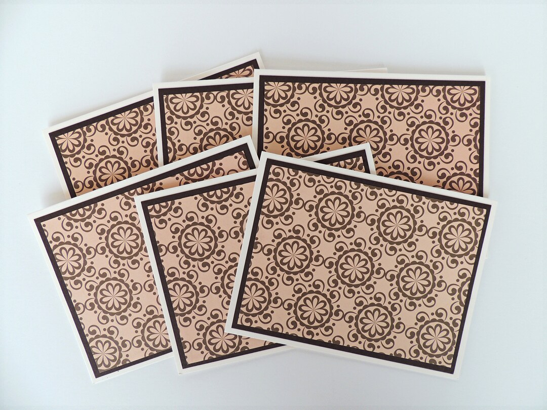 Medallion Print Note Card, Brown Floral Print Card - Etsy