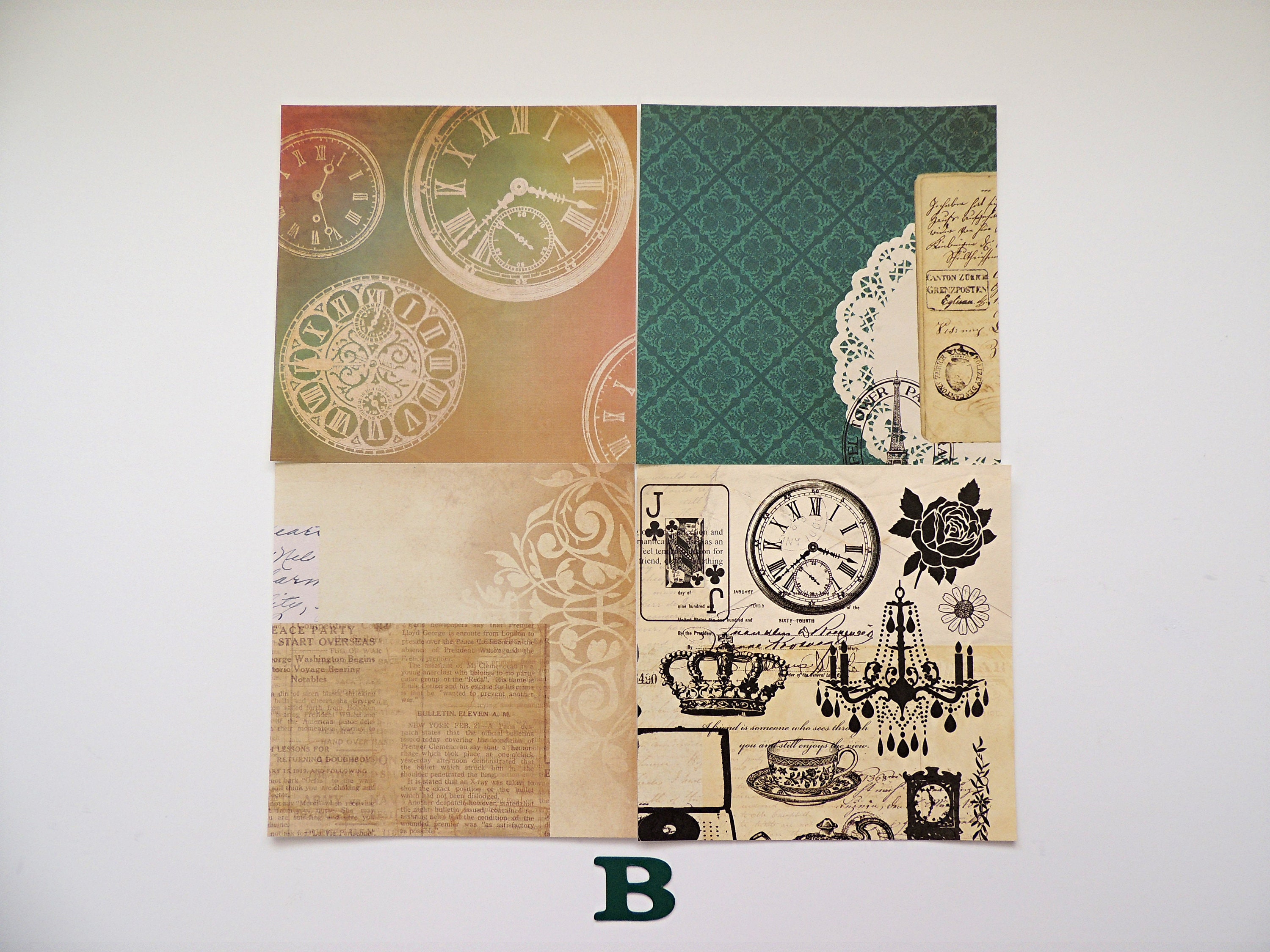 6x6 Paper Variety Pack, Vintage Theme Paper, Clock Print Paper, Sheet ...