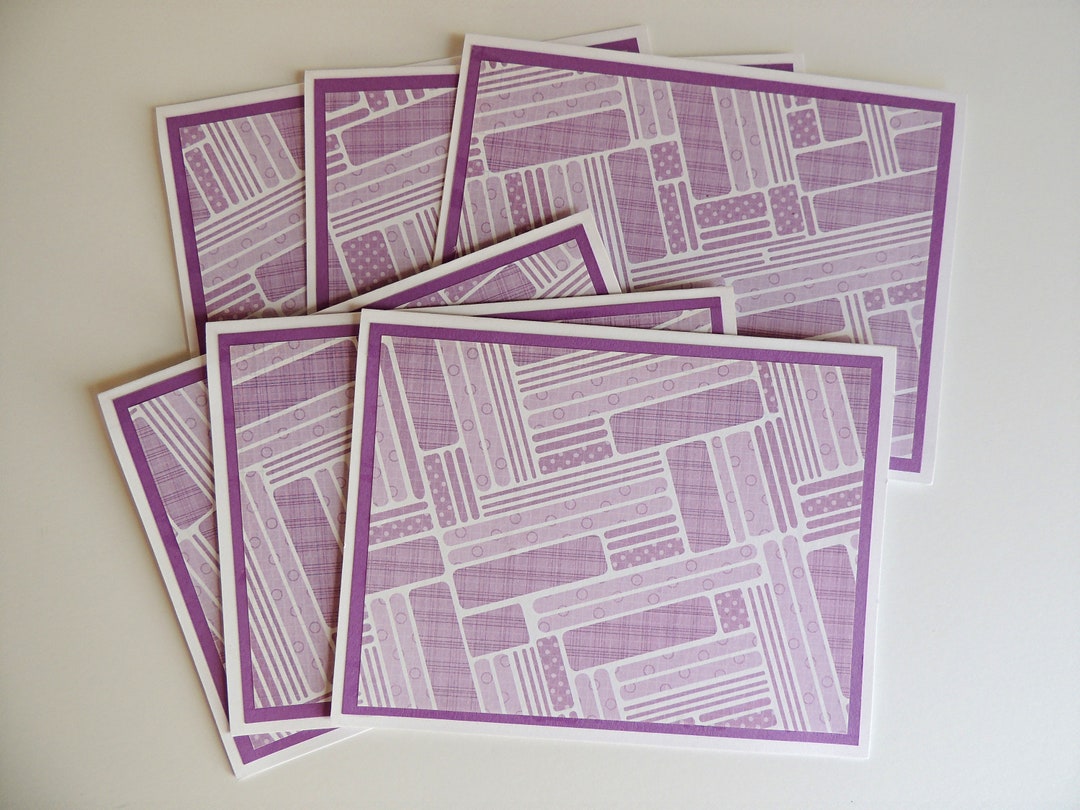 Geometric Print Card Set, Purple Green Blue Red Pink Card, Modern Print ...