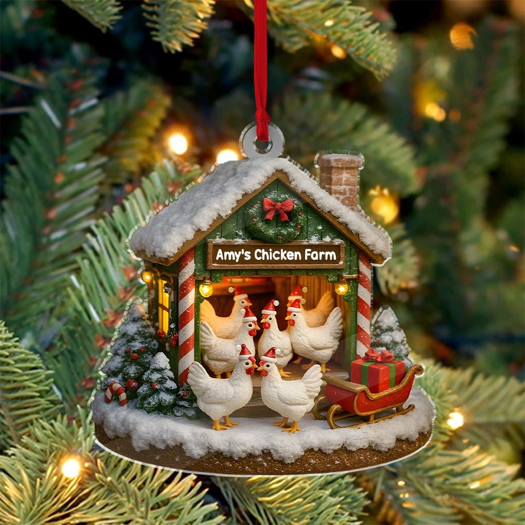 Personalized Chicken Farm Christmas Ornament, Custom Hen House Ornament ...