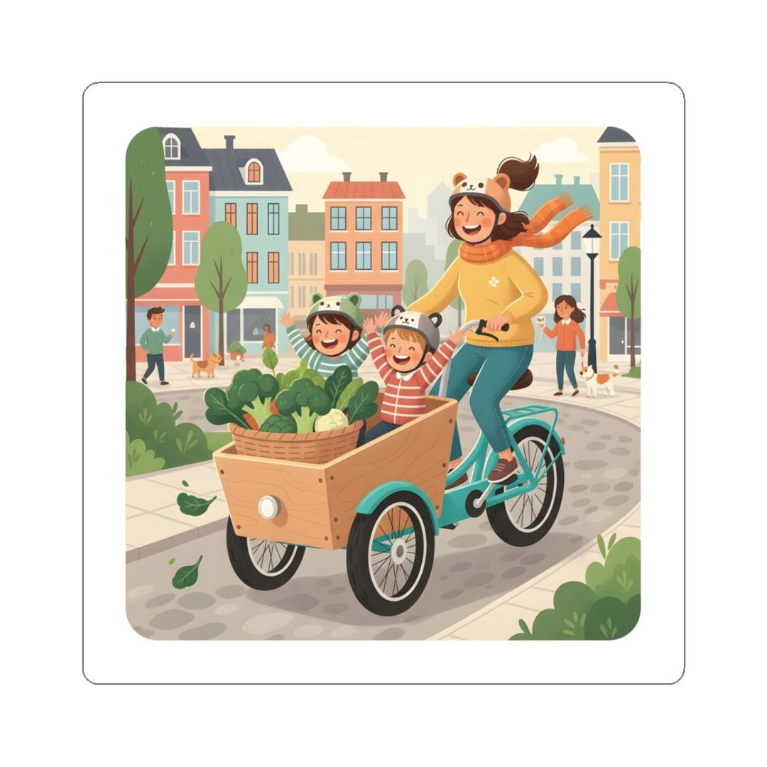 Mom & Kids Cargo Bike Sticker: Urban Family Vinyl Decal - Etsy