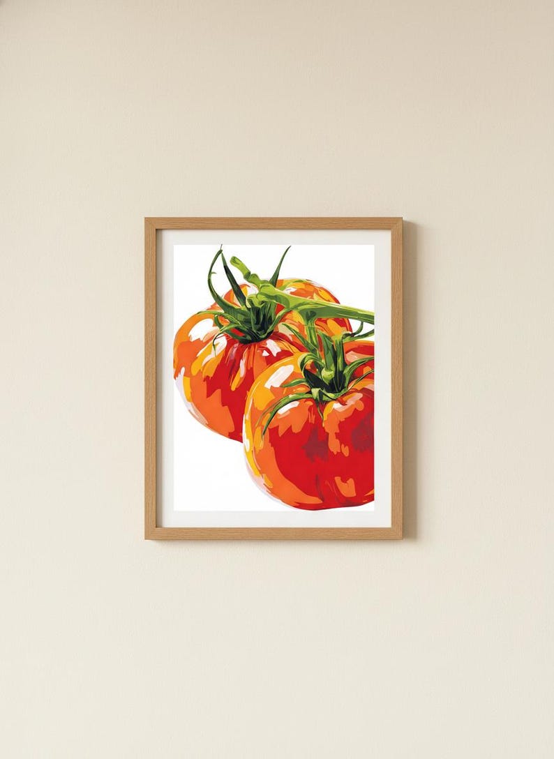 Heirloom Tomato Botanical Art Print – Bold Red Orange Vector ...