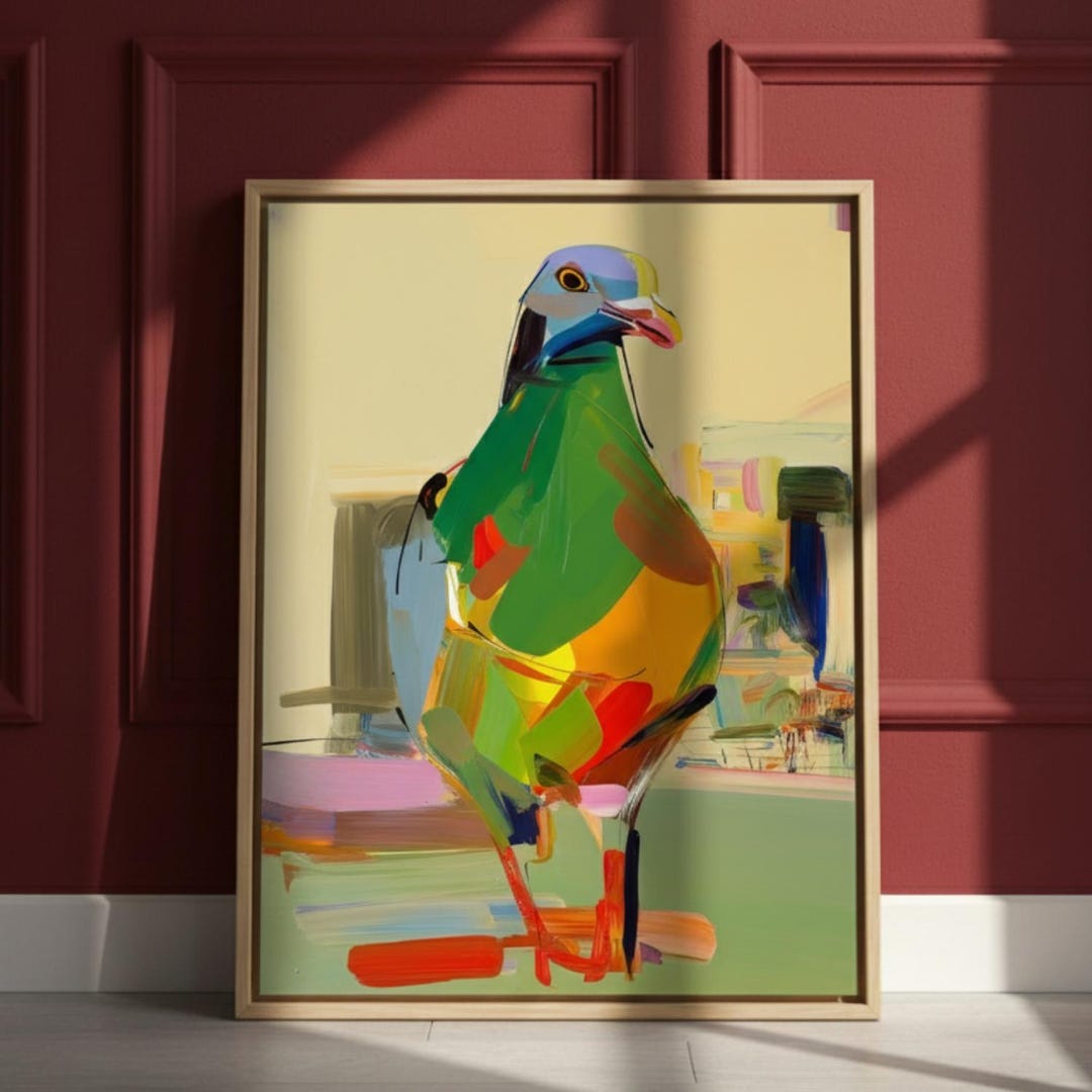 Abstract Pigeon Art Print – Colorful Modern Home Decor - Dopamine Wall ...