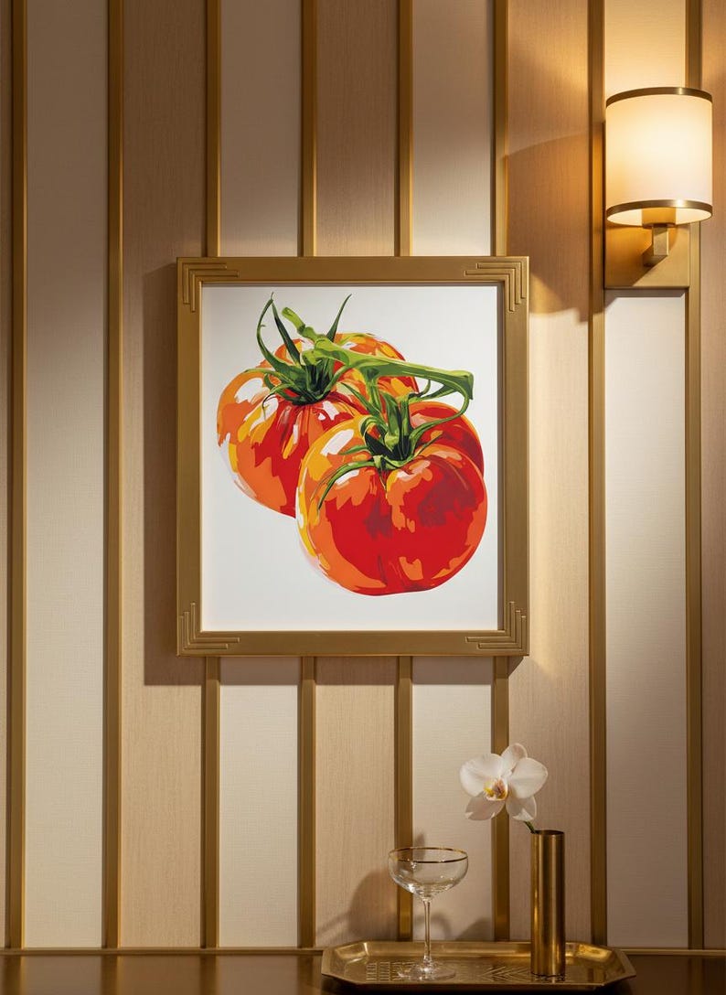 Heirloom Tomato Botanical Art Print – Bold Red Orange Vector ...