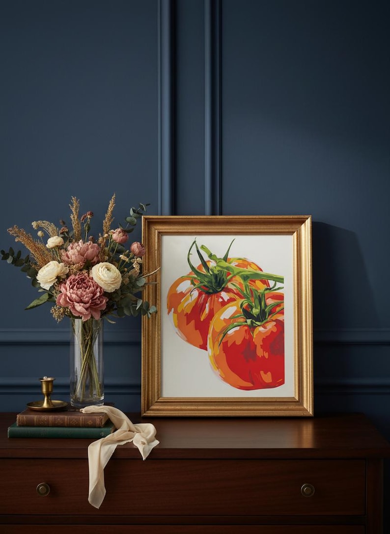 Heirloom Tomato Botanical Art Print – Bold Red Orange Vector ...
