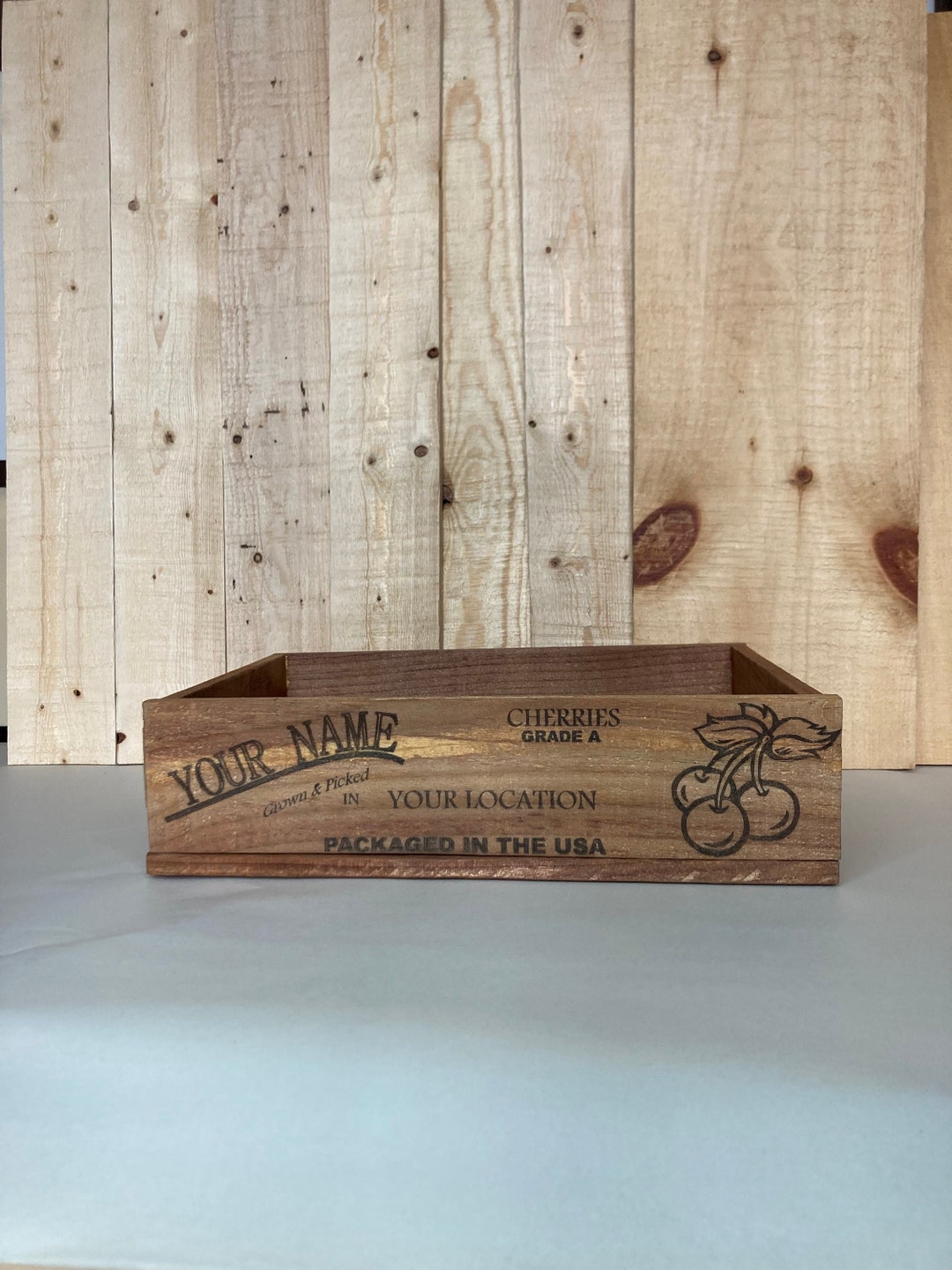 Cherry Crate, Personalized, Cherries, Engraved Centerpiece Wedding ...